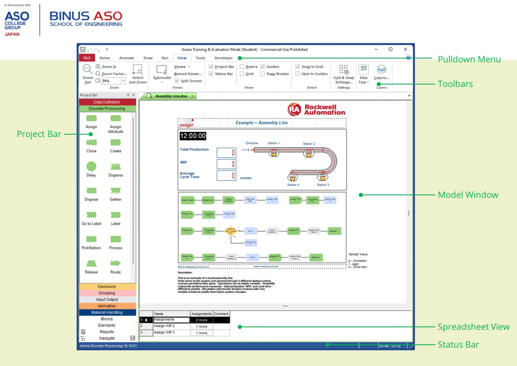 Arena Simulation: User Interface - Business Engineering